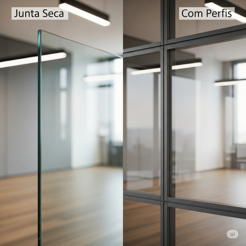 Comparativo D.V.: Divisória de Vidro Junta Seca vs. Divisória de Vidro ...
